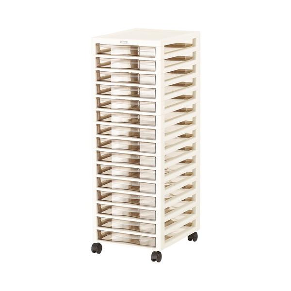 [幅32.3×奥行40.6×高さ92.4cm]　収納　文具　チェスト　プラスチック　キャスター付き　Ｂ４アプロス　アイボリー　浅型１５段 446