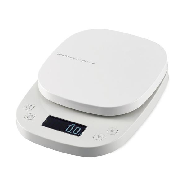 エレコム HCS-KS03WH キッチンスケール／タイマー付／最大2kg／最小0.1g表示／ホワイト  HCSKS03WH 500