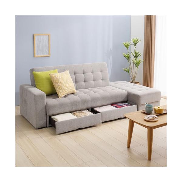 【期間限定大特価】ヤマダオリジナル　ソファベッド「YSB160002BE」幅205cm　布張り　ベージュ【※AR対応】 448