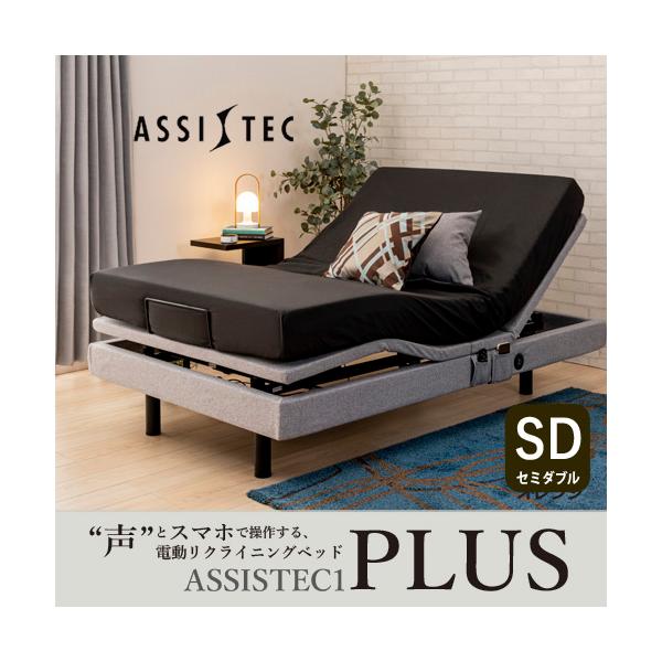 [セミダブル] [幅120]ヤマダオリジナル 音声コントロール電動リクライニングベッドフレーム アシステック1プラス 2モーター グレー ※マットレス別売 448