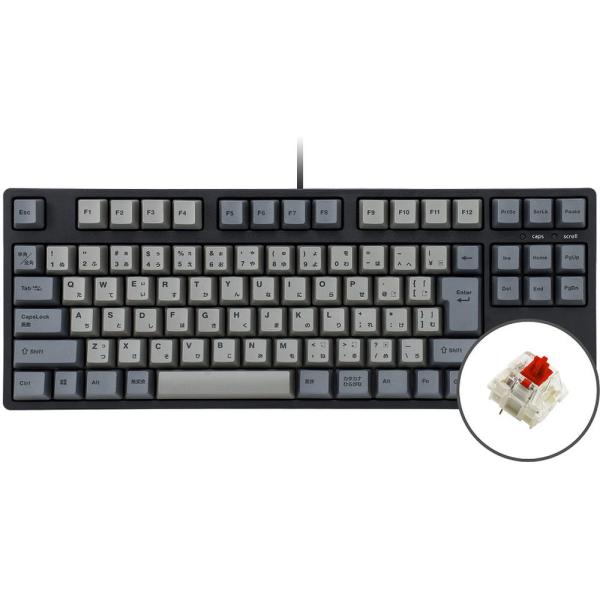 プリンストン iKBC製 JIS 91キー メカニカルキーボード(GATERON／赤軸リニア) IK-CD87-G／RD-BK 131