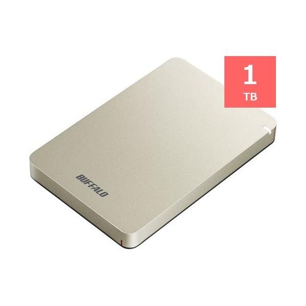BUFFALO　HD-PGF1.0U3-GLA　ポータブル外付けHDD　1TB　ゴールド　HDPGF1.0U3GLA 124