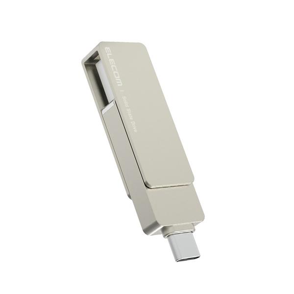 エレコム ESD-EPA0500GSV 外付けポータブルSSD 500GB USB Type C ／ USB-A 両対応 PCタブレット対応 シルバー  124