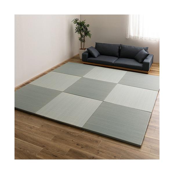 萩原　【12枚組】ハイブリッド置き畳　綾瀬　約82×82×2.5cm　ブルー 449