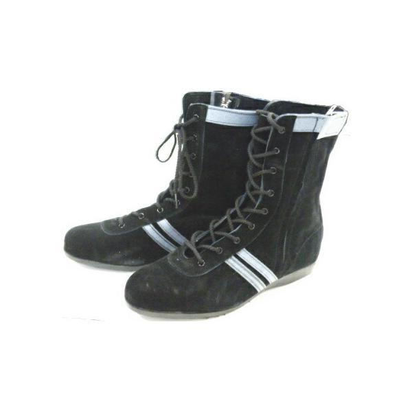 青木の安全靴　技　高所作業用しなやかに良く曲がり、素足感覚の編上靴です。F-1安全靴、耐滑性、高所用ファスナー付。甲皮：牛ベロア革表底：NBR合成ゴム底先芯：鋼製先芯重量(26cm)片足：約530gウィズ：EEEJIS:T8101(安全靴)...