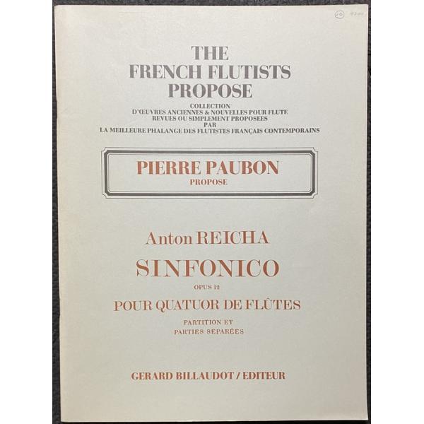 曲名：SINFONICO Op.12作曲：A. Reicha編成：フルート4重奏スコア＋パート譜新品ではありますが長期在庫品の為軽微な汚れ/変色/角折れが御座います。予めご了承の上お買い求め下さいませ。