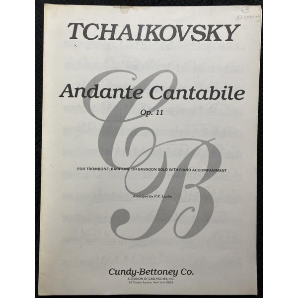 作曲：TCHAIKOVSKY曲名：Andante Cantabile  Op.11 for trombone,baritone or bassoon solo with piano accompaniment編成：ソロ楽譜(Tb or Ba...