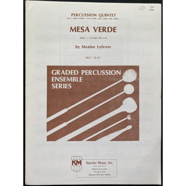 曲名：MESA VERDE作曲：Maxine Lefever編成：打楽器5重奏(2s.dr,Field.dr,B.dr,cymb)スコア＋パート譜新品ではありますが長期在庫品の為軽微な汚れ/変色/角折れが御座います。予めご了承の上お買い求め...