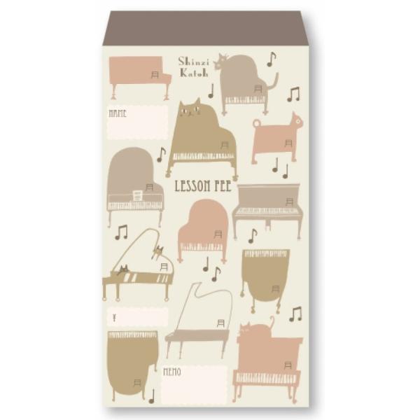 世界で活躍する雑貨デザイナー・絵本作家の　カトウシンジデザインですアップライトピアノ・・グランドピアノ・・ピアノの上にネコ・・・ネコ型のピアノ？！よくみると、12か月分のピアノイラストが違うのです♪サイズ：W12×H21cm販売枚数：1枚