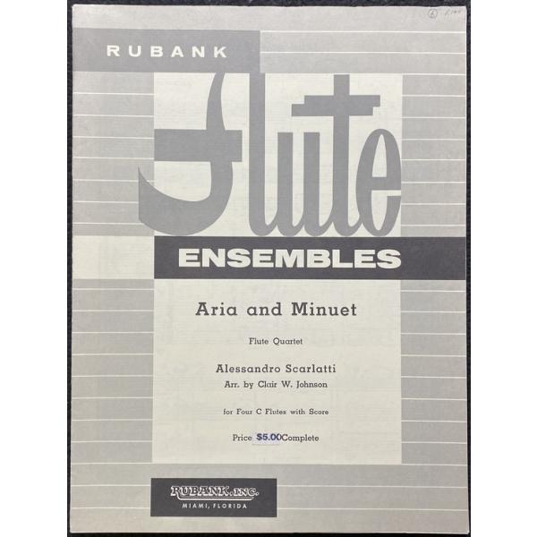 曲名：Aria and Minuet作曲：A. Scarlatti編曲：Clair W. Johnson編成：フルート4重奏スコア＋パート譜新品ではありますが長期在庫品の為軽微な汚れ/変色/角折れが御座います。予めご了承の上お買い求め下さいませ。