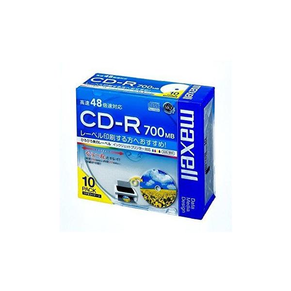マクセル データ用 CD-R 700MB プリンタブルワイド 10枚パック CDR700S.WP.S1P10S
