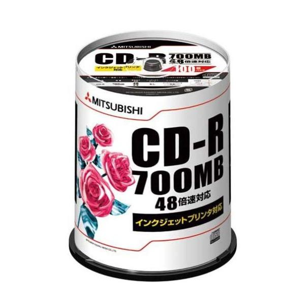 CD-R 700MB 4〜48倍速対応 100枚スピンドルケース入印刷可能ホワイトレーベル