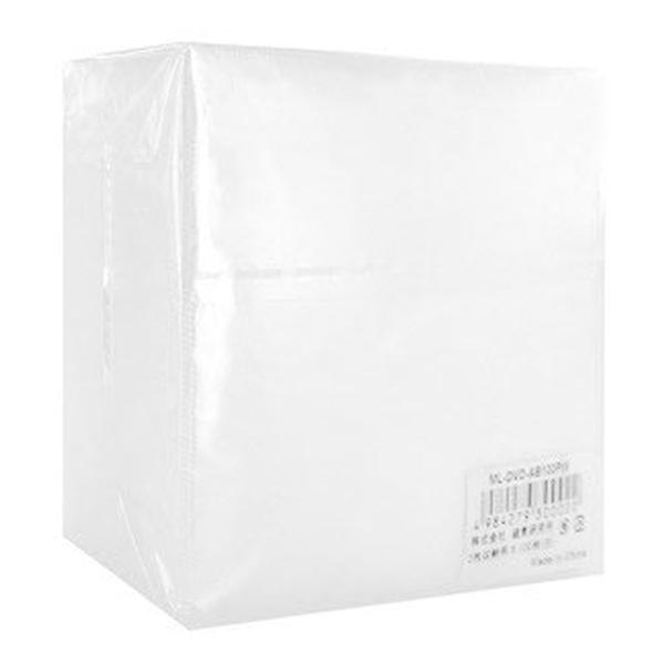 両面不織布(白)100P (200枚収納可) 100枚入り CD、DVDケース