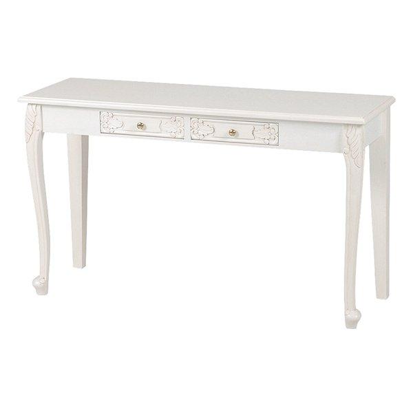 エレガントな彫刻とねこ脚、古くから使い込んだような味わいのアンティーク風コンソールテーブル