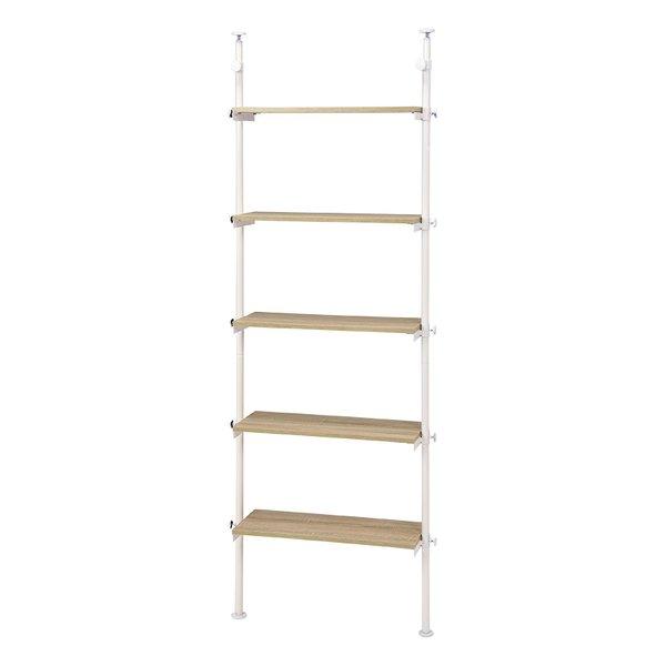 高さ無段階調整可能な棚でスッキリ収納できる、つっぱり5段ラック。