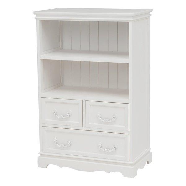 上品な白い取っ手が付いたオープンラック。