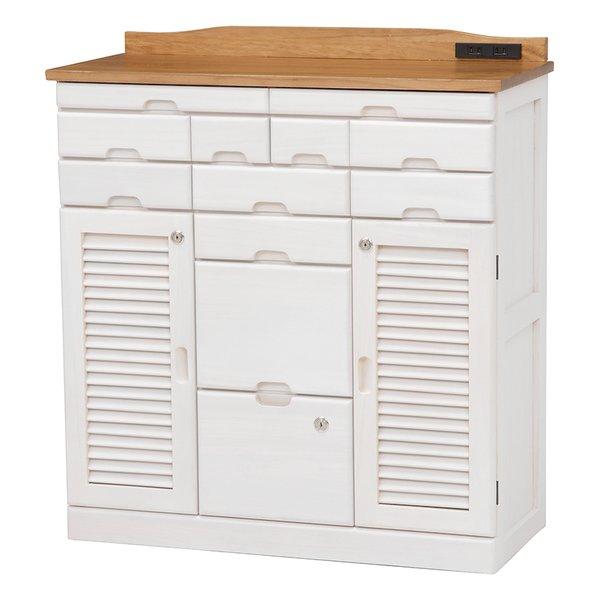 多引き出しのFAX台。隠しキャスターがついているので移動もラク。鍵付き