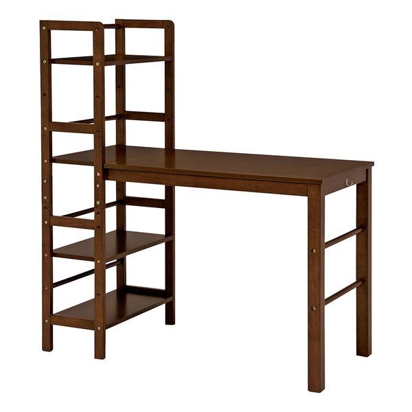 天然木を使用したデスク。ラックは可動棚なので書類に合わせて高さを変えられます。