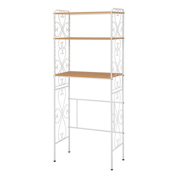 アイアンの曲線がエレガントで、洗濯機の上を有効活用できる洗濯機ラック。