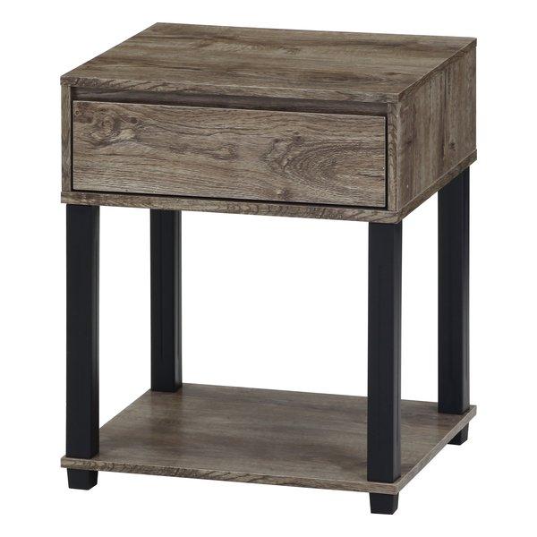 ナチュラルな木目とブラックのフレームがスマートな印象のサイドテーブル