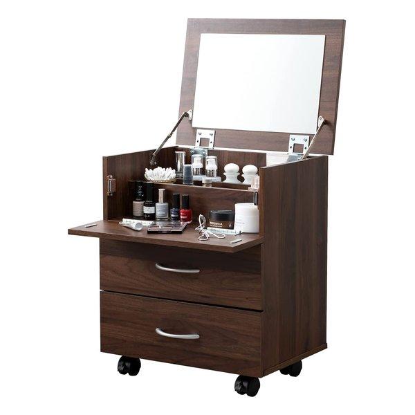 コンパクトなのに大容量。ワイドなミラーがドレッサーのようなコスメワゴン