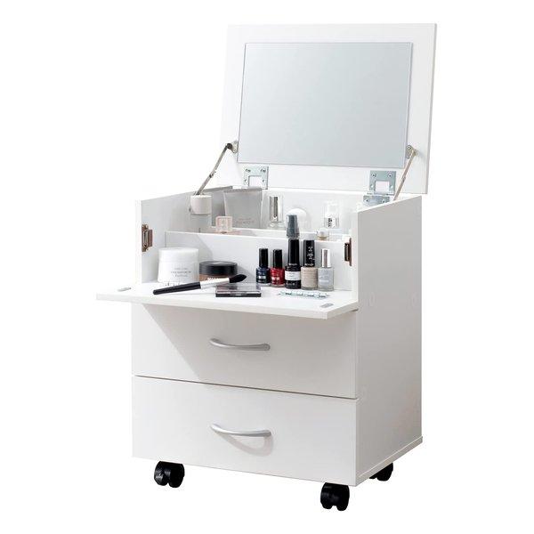 コンパクトなのに大容量。ワイドなミラーがドレッサーのようなコスメワゴン。