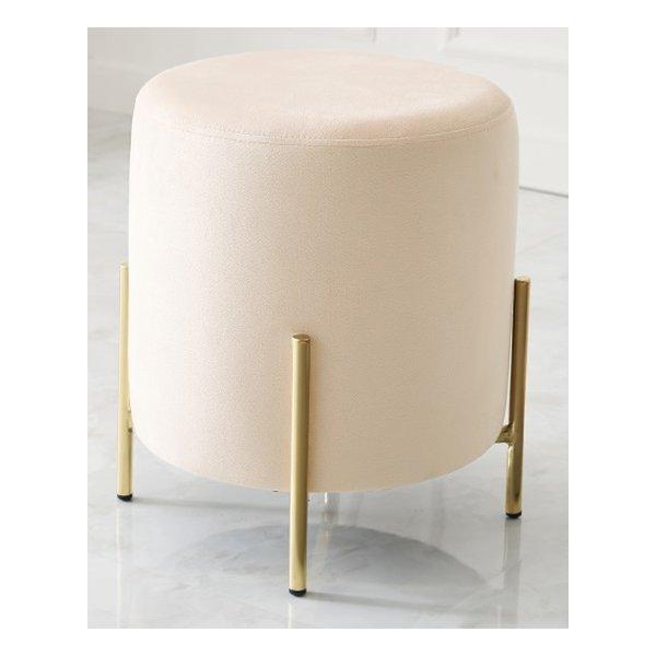 なめらかな触り心地のベロア風生地に、上品な艶のあるゴールド脚のスツール