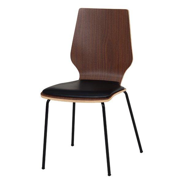 木目調の座面を引き立てるスチール脚がスタイリッシュなデザインチェア