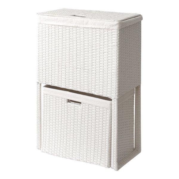 衣類がたっぷり置けて取り出しやすく、分別もできる縦型2段式のラタンランドリーボックス