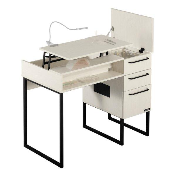 リフトアップ天板でセルフネイルが快適な収納付きデスク