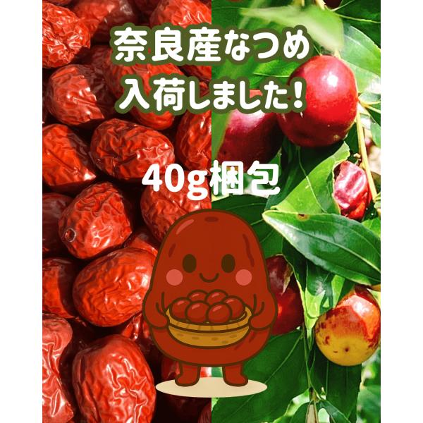 【希少な国産】乾燥ナツメ（棗）40g 自然の甘み＆栄養たっぷり40gはだいたい8粒程度です。◆スーパーでは手に入りにくい、貴重な国産ナツメです！◆中国産が多い中、安心の奈良県産◆砂糖・添加物不使用！自然の甘みがぎゅっと凝縮◆ナツメは「食べる...
