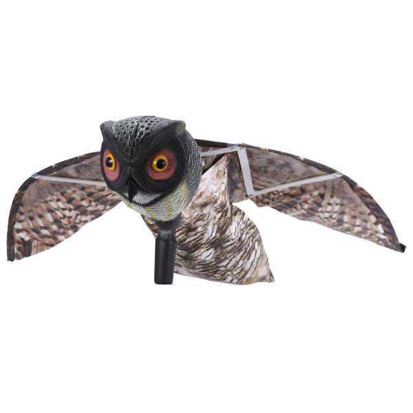 【ご購入後の当店からの連絡はご登録のメールアドレスに通知いたします。必ずご確認ください】【商品概要】リアルな原寸大の鳥型かかしです。約110cmの羽は、少しの風で揺れて、まるで生きているかのようにみせます。鳥よけの模造ふくろうです。　目玉は...