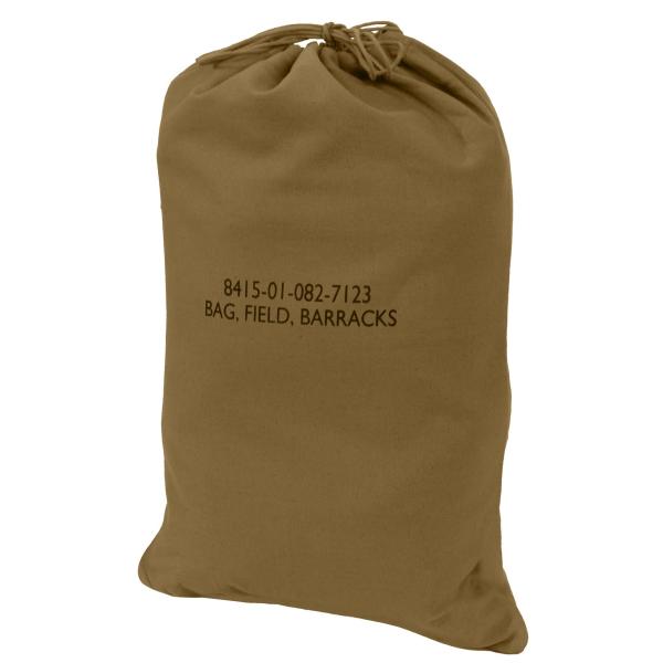【ご購入後の当店からの連絡はご登録のメールアドレスに通知いたします。必ずご確認ください】【商品概要】ミリタリースタイルのバラックバッグ。コットン100%製。紐を引いて開け閉めします。金属製のハトメ付き。24インチ×32インチ。【商品説明】こ...
