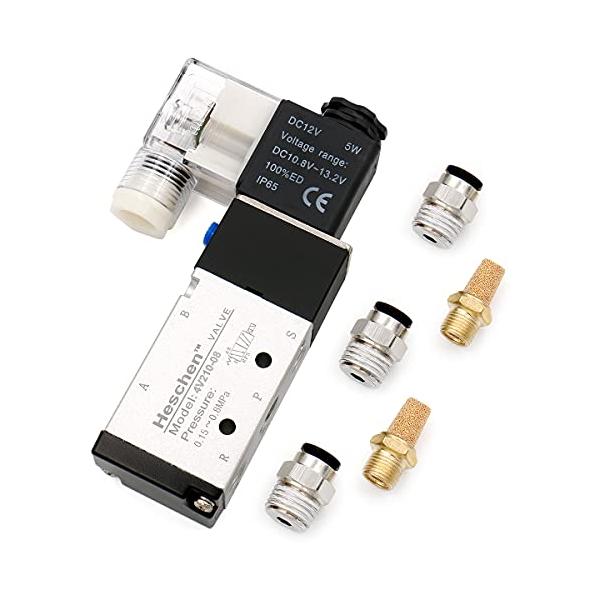 【ご購入後の当店からの連絡はご登録のメールアドレスに通知いたします。必ずご確認ください】【商品概要】製品名: 2ポジション5ウェイ電磁弁コイル電圧: DC 12Vポートサイズ: エアインレット(P)=1/4"PT; エアアウトレット(A B...