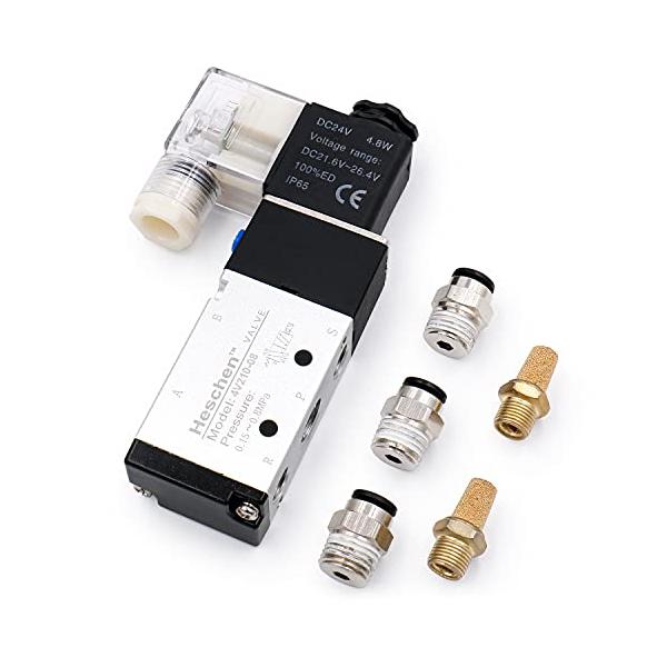 【ご購入後の当店からの連絡はご登録のメールアドレスに通知いたします。必ずご確認ください】【商品概要】製品名: 2ポジション5ウェイソレノイドバルブコイル電圧: DC24Vポートサイズ: エアインレット(P)=1/4 "PT、エアアウトレット...