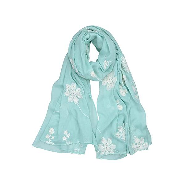 【ご購入後の当店からの連絡はご登録のメールアドレスに通知いたします。必ずご確認ください】【商品概要】材質：コットンとポリエステル 　サイズ：幅90cm×縦180cｍ 　重量：0.14kg 　色：グリーン（刺繍花柄）優しい肌触り：コットンとポ...