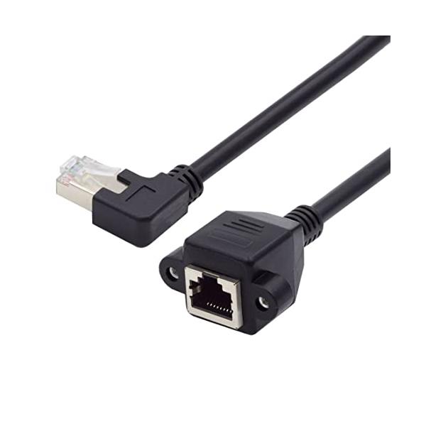 【ご購入後の当店からの連絡はご登録のメールアドレスに通知いたします。必ずご確認ください】【商品概要】CY Cat6 RJ45ケーブル、8P8C FTP STP UTP Cat6オス-メス LANイーサネットネットワーク延長ケーブル 左90度...