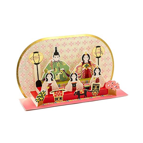 【ご購入後の当店からの連絡はご登録のメールアドレスに通知いたします。必ずご確認ください】【商品概要】定形サイズカード1枚・封筒1枚（レッド）【パッケージサイズ】 縦 約120mm x 横 約215mmコンパクトにお雛様が飾れるカードです。広...