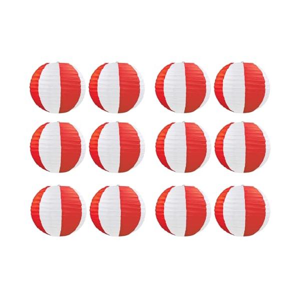 【ご購入後の当店からの連絡はご登録のメールアドレスに通知いたします。必ずご確認ください】【商品概要】仕様：素材：紙、金属フレーム　　サイズ：直径20cm紙提灯単色セット：レッド×ホワイト、12点セット説明書付属組立簡単：組み立てが簡単で、誰...