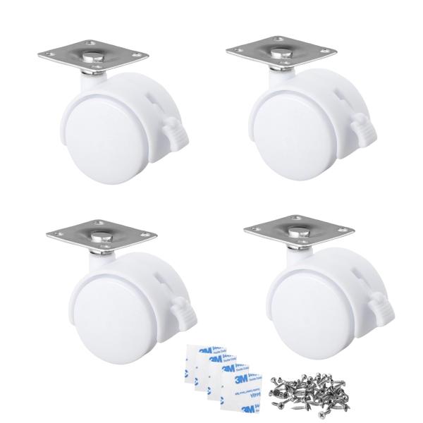 【ご購入後の当店からの連絡はご登録のメールアドレスに通知いたします。必ずご確認ください】【商品概要】【パッケージ内容】 (4個入り) ブレーキ付きキャスター4個 + 両面テープ4個、ネジ16個。 (8個入り) ブレーキ付きキャスター8pcs...