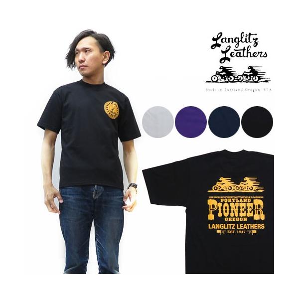 ■ラングリッツレザーズ Langlitz Leathers 半袖 プリント Tシャツ ロゴ LL-277モデルは身長１７５cm 体重５８kg Mを着用本場アメリカで手作業で製作するライダースジャケットの最高峰ブランド、ラングリッツレザーズの...
