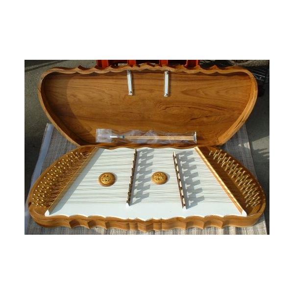 タイの伝統的な弦楽器です。専用のスティックで弦を叩くことで音を奏でます。廉価なマホガニー材の物に比べ、高級胴材のチークウッド製のものは、音質にも奥行きがあり、たいへん優雅な音色です。専用ケース(色は写真と異なる場合がございます)付き。※本体...