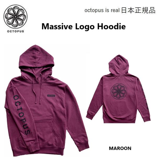 OCTOPUS Massive Logo Hoodie ※OCTOPUS日本正規メーカーより仕入れた商品です<color>Maroon※写真3枚目、4枚目は別カラーブラックのスタッフ着用時の画像です。サイズの参考にどうぞ！当店ス...