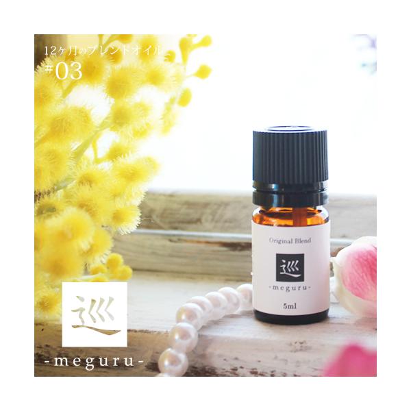 【12ヶ月のブレンドオイル】 ☆3月 巡 meguru blend 5ml☆3月は別れの時期でもあり、もうすぐ訪れる新たな出会いに心躍る季節でもあります。越冬した山々や野の植物も、少しずつ芽吹き、季節の巡りを感じますね。私たちの新しい年度が...
