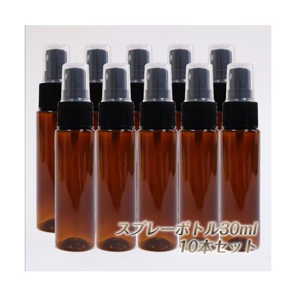 ※メール便　可能　商品※■スプレー プラスチック(茶色) 30ml 10本セット□満量：34ml■高さ：114mm(オーバーキャップ含む)□直径：25mm■重量：14g(オーバーキャップ含む)☆こちらの商品は、在庫状況により白いスプレーアタ...