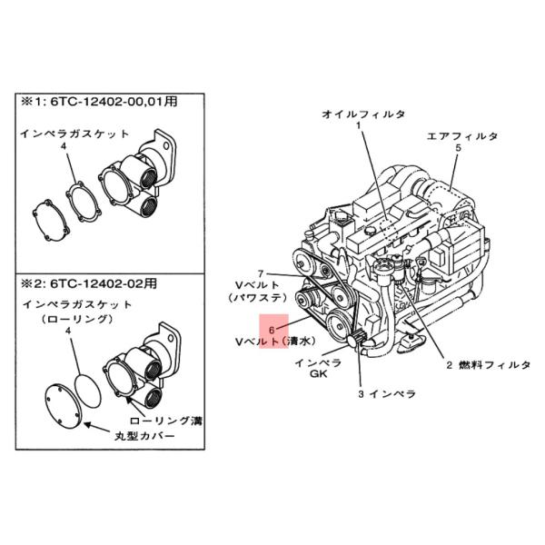 ヤマハ純正のベルトで、マリンディーゼルエンジンSX370のＶベルトトです。