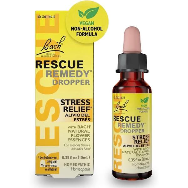 バッチフラワー　レスキューレメディ　10ml入りです。ノンアルコール、ビーガン、人工香料無し、人工甘味料無し、グルテンフリー■使用方法1日4回程度、1回につき3-4滴を目安に直接お飲みいただくか、飲み水に混ぜてご使用ください。       ...