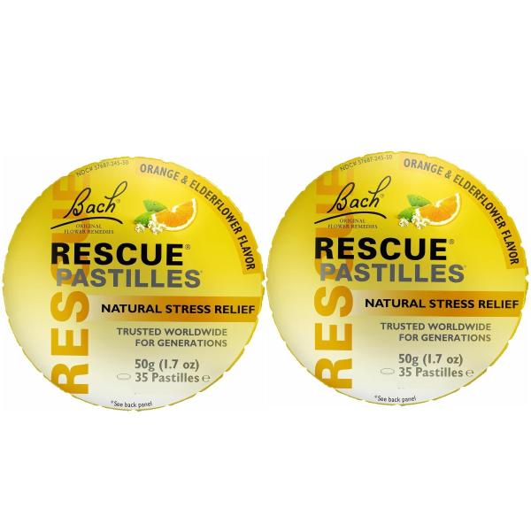 バッチフラワー　レスキューレメディ パステル 35個入り お徳用2缶入り合計70個 オレンジ、エルダーフラワーフレーバー　ノンアルコープタイプです。■使用方法1回1個をゆっくり口の中で溶かすようにお召し上がりくださいアルコールフリーですので...
