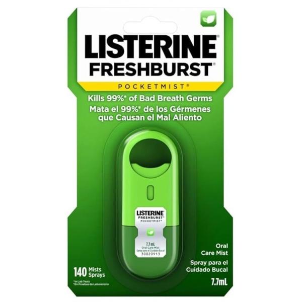 ジョンソンアンドジョンソン社から販売されています、リステリンポケットミスト(フレッシュバースト) 7.7ml　140回分入りです。口臭の元になる細菌を99％殺菌し、口の中を清潔に保ちます。使用方法：製品本体中央部分にある穴に指先を入れ下に押...