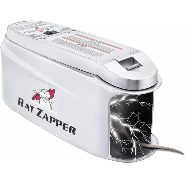 RAT ZAPPER ULTRA、ラットザッパー は、8000ボルトの電力で手を汚さず人道的にねずみ駆除を行える、画期的な電動式ネズミ捕り機です。単1アルカリ電池4本（別途お求めください。）で約2ヶ月間ネズミを駆除するパワーを持続します。お...